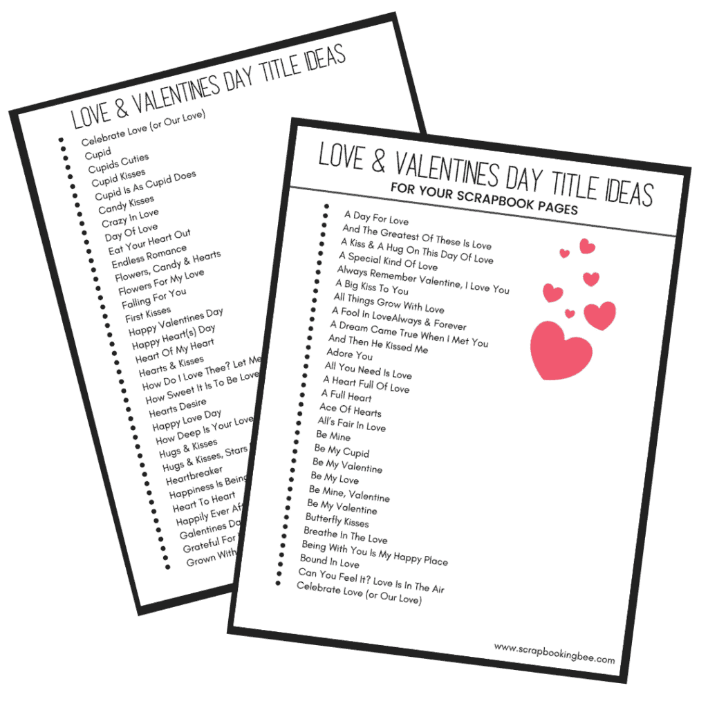 148 Love Valentine s Day Title Ideas For Scrapbook Pages